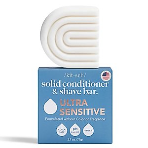 Kitsch 2-in-1 Conditioner & Shave Bar for Sensitive Scalp & Skin, Made in US, Ultra Sensitive Conditioner for Moisturizing & Anti-Irritation of Scalp, 5 Ingredients Only, Scent Free, 2.7oz