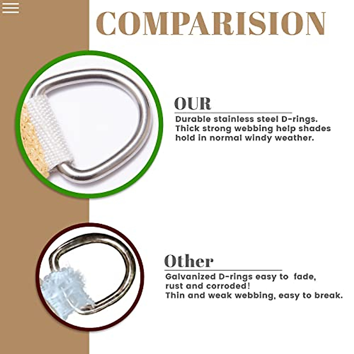 SUNLAX Sun Shade Sail, 10'x10'x10' Sand Triangle Canopy Shades for Outdoor Patio Pergola Cover Sunshade Sails UV Blocking Canovas Covers