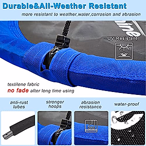 43” Saucer Tree Swing,700lbs Weight Capacity,Waterproof Textilene 360 Degree Rotation w/ 1 Swivel,2 Adjustable Ropes&2 Hanging Straps,Easy to Install,for Kids Adults Backyard,Playground(Blue)