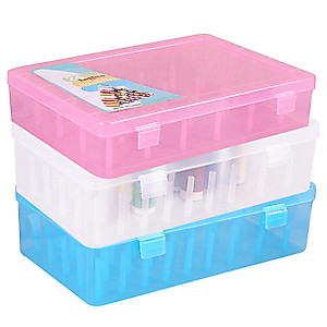 STIVEMIAO Sewing Thread Storage Holds 42 Spool 2PCS Thread Holder Empty Visible Cotton Reel Storage Sewing Box for Sewing Embroidery Spools Transparent Sewing Thread Storage Box