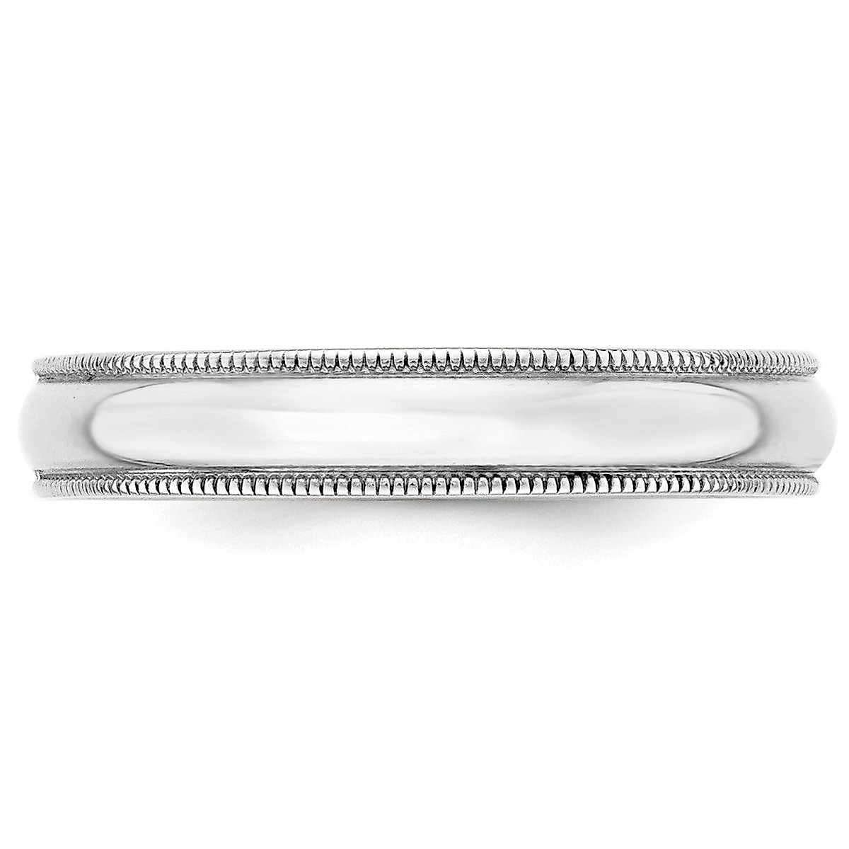 Solid 10k White Gold 4 mm Round Milgrain Wedding Band Ring Size 4.5