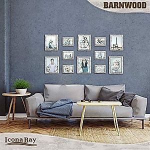 Icona Bay 8x10 Pony Gray Picture Frame, Country Rustic Style 8 x 10 Photo Frame, Table Top or Wall Mount, Barnwood Collection