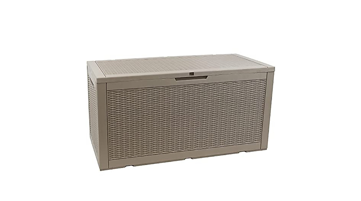 Sunnydaze 100-Gallon Faux Rattan Storage Box