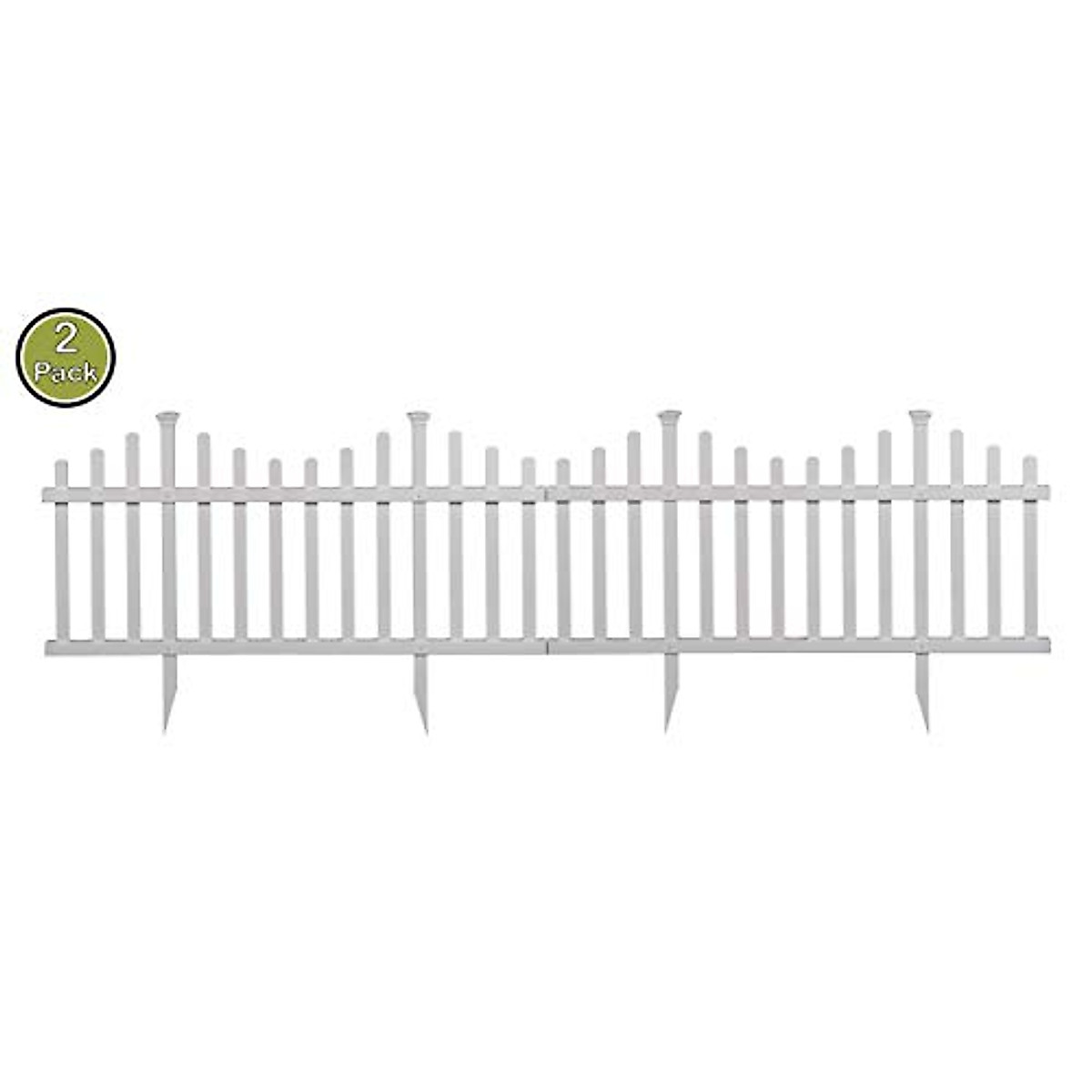Zippity Outdoor Products ZP19001 No Dig Madison Vinyl Picket Fence, White, 30" x 56.5" (1 Box, 2 Panels), 1 x Pack of 2