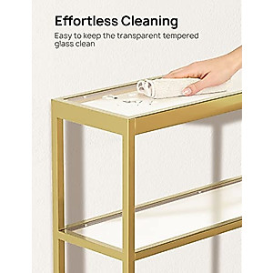 Evajoy Console Table, 35" Entryway Table with 3 Tiers, Foyer Tables, Open Glass Sofa Table for Living Room, Foyer, Entryway, Bedroom, Hallway