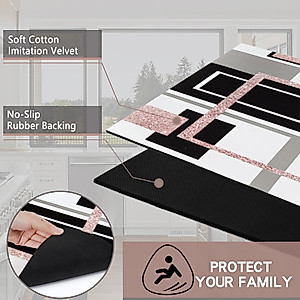 FRAMICS Anti Fatigue Kitchen Mats Set of 2, Non Slip Cushioned Kitchen Rug Sets, Washable Geometric Square Kitchen Runner Rugs for Home Office Laundry, 17'' x 47'' + 17'' x 30'' Abstract Art Patchwork