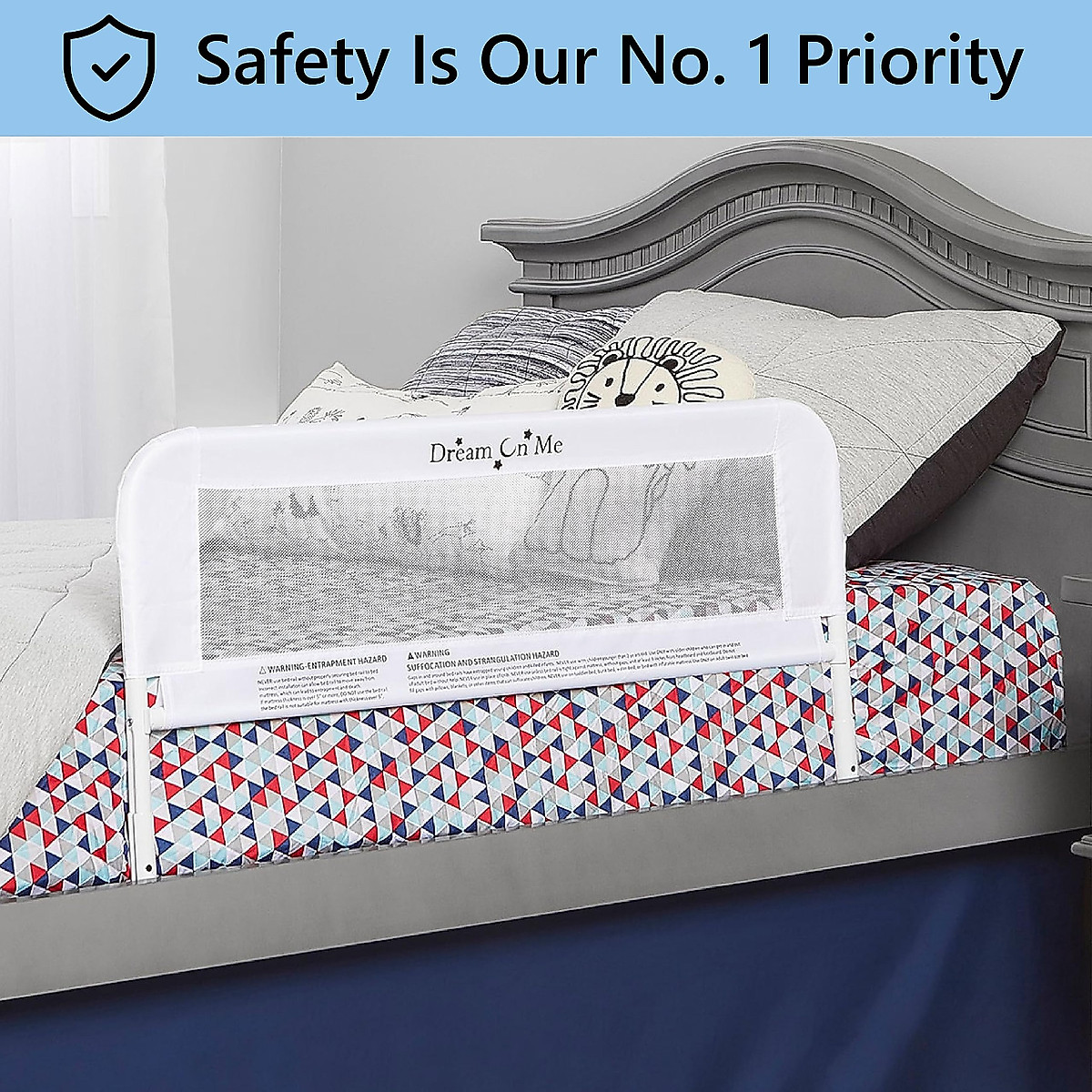 Dream On Me Lightweight Mesh Security Adjustable Bed Rail Double Pack with Breathable Mesh Fabric in White, 2 Count (Pack of 1)