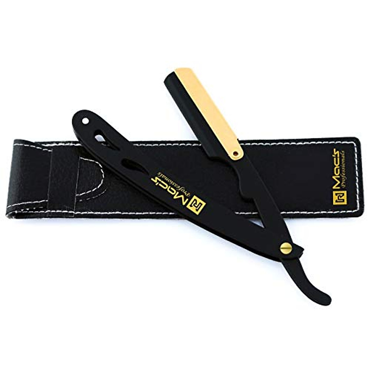 Professional B&G Straight Edge Shaving Razors,with Black Premium Derby 100 Count Blades-Easy Blades Replacement Mechanism-100% Stainless Steel Macs-049BGP1 (B & G with Black Premium Blades)