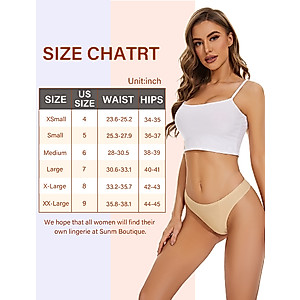 Sunm Boutique 6 Pack Seamless Thongs for Women No Show Thongs Nylon Stretch Thong Panties Underwear XS-XXL