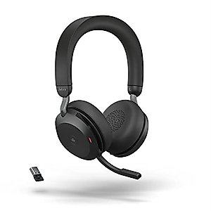 Jabra Evolve2 75 PC Wireless Headset with Advanced Active Noise Cancelling, USB-A Bluetooth Adapter and MS Teams-Compatibility - Black (Renewed)