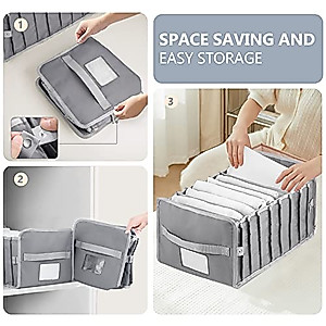 CHICECO 2 Pcs Jeans Wardrobe Clothes Organizer 9 Grids Washable Folding T-shirt Organizer for Closet Drawers