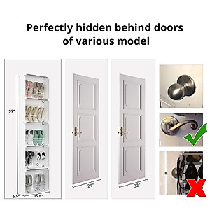 MAGINELS 5-Tier Slim Shoe Rack Organizer,Thin Storage Shelf for Closet,Hidden Shoes Cabinet for Small Spaces,Narrow Shelves for Wall Behind Door,Entryway,White