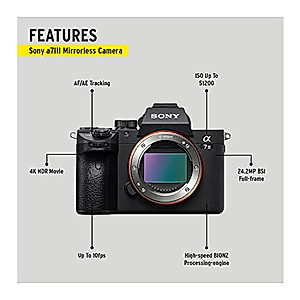 Sony Alpha a7 III Mirrorless Digital Camera (Body Only) Bundle with 60-Inch Tripod and Accessories (7 Items)