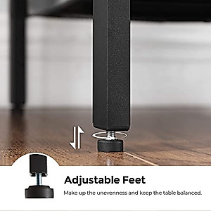 VASAGLE End Table, Nightstand with 2 Adjustable Mesh Shelves, Industrial Side Table for Living Room, Stable Metal Frame, Easy Assembly, Rustic Brown and Black ULET23X