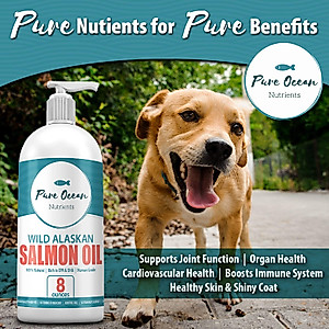 Wild Alaskan Salmon Oil for Dogs and Cats 8 Ounce; Natural Supplement with Omega 3's to Support Joint, Heart, and Immune Health; Promotes a Shiny Soft Coat and Healthy Skin