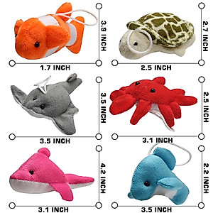 25 Pack Mini Ocean Animal Plush Toys,Sea Creatures Stuffed Toy for Kid Party Favor,Small Keychain Decoration for Christmas Tree,Goody Bag Fillers,Stocking Stuffers,Easter Eggs Fillers,Dog Cat