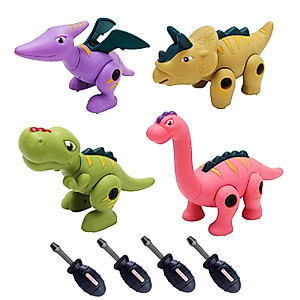 Kidtastic Take Apart Dinosaur Building Set for Kids Ages 3-9 and Up | Fun with T-Rex, Alamosaurus, Triceratops & Pterodactyl Toys | Educational & Creative STEM Play for Boys & Girls