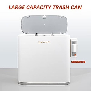 Slim Bathroom Trash Can with Attached Bag Reservoir - Modern 2 Layer Bathroom Trash Cans with Lids to Lock Odors In - Waterproof and Easy to Clean Small Trash Can with Lid - Trashcan for Your Bathroom