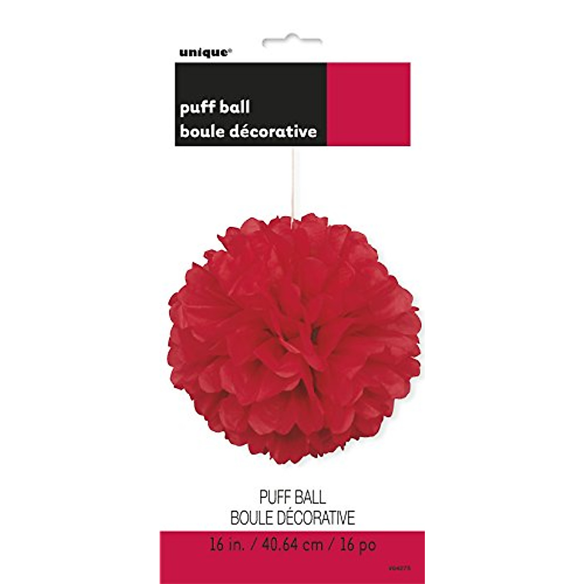 Unique Industries, Tissue Paper Pom Pom Decor, 16 Inches, Party Supplies - Red