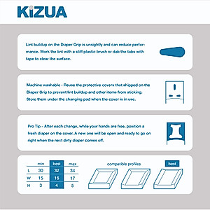 Kizua Changing Pad Cover with Diaper Grip for Fast, Easy Diaper Changes