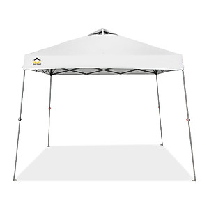 Crown Shades 11 Feet Base Telescoping Slant Leg Outdoor Instant Pop-Up Portable Waterproof Shade Folding Canopy with Carry Bag, White