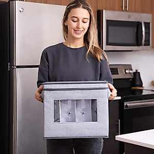 VENO 2 Pack Champagne Flutes Storage Box w/ Lid, Handles, Stemware Transport and Protection, China Storage Containers, Glassware Moving Boxes, Packing Supplies, Cardboard Dividers for 12 Glasses (Champagne Flute – set of 2)