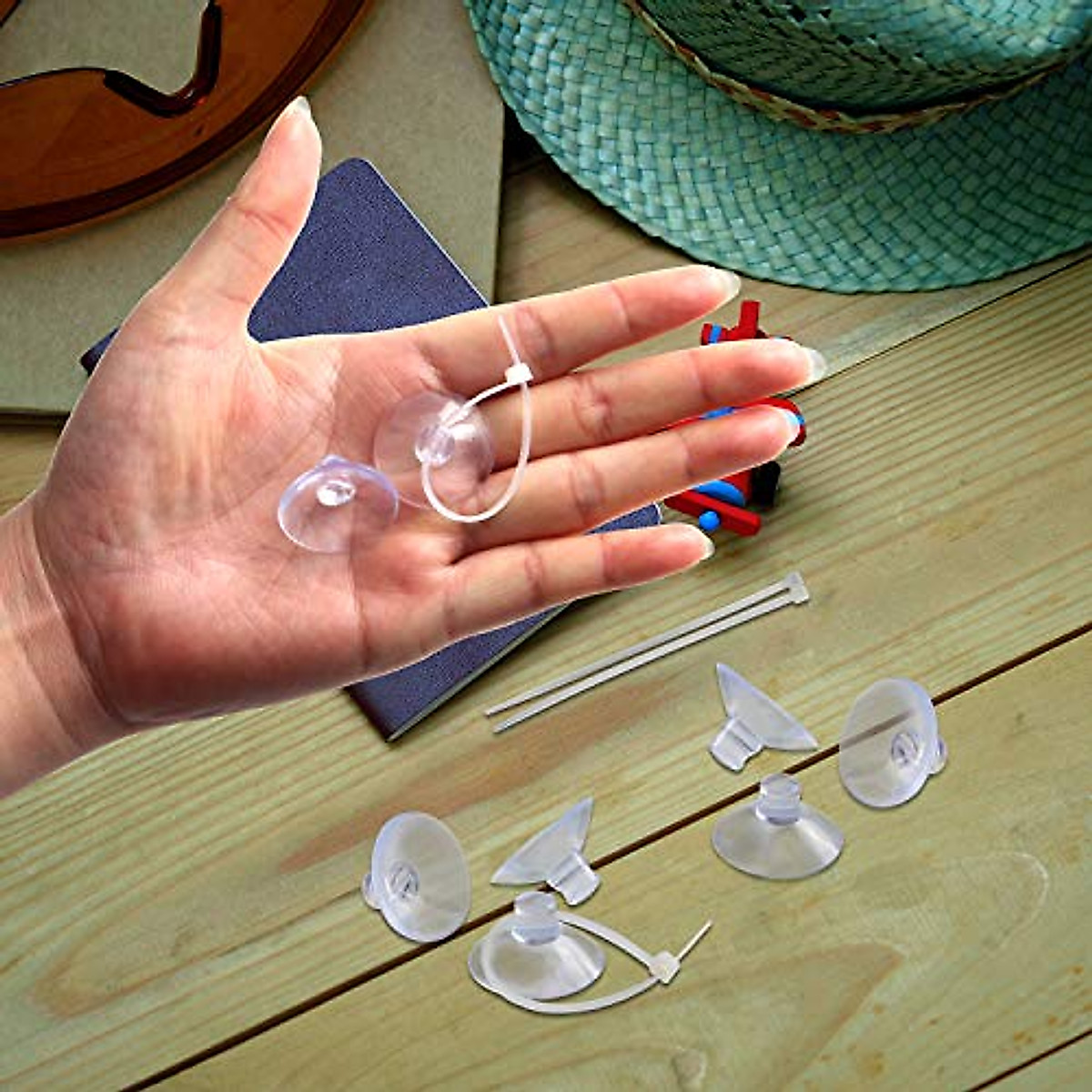 FEBSNOW Aquarium Suction Cups - 20 Pack Fish Tank Suction Cups Aquarium Suction Cup Clip Suction Hooks with 30 PCS Adjustable Cable Ties for Plants, Planter, Binding Moss Shrimp Nest