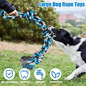TUAHOO Heavy Duty Dog Rope Toy for Large Breed, Indestructible Dog Toy for Aggressive Chewers, 100% Cotton Tough Rope Chew Toy, Tug of War Dog Pull Rope for Boredom, Teeth Cleaning (2 Pack,780g)