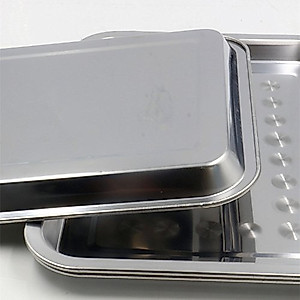 Yuelong 3Pcs Stainless Steel Trays 13.5" X 10" Tattoo Trays Dental Tray Piercing Lab Instrument Tray Flat for Tattoo Baking Lab Dental