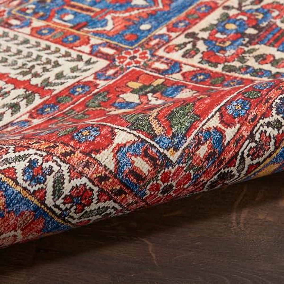 Nourison Fulton Vintage Red 5' x 7' Area Rug, Easy-Cleaning, Non Shedding, Bed Room, Living Room, Dining Room, Kitchen (5x7)
