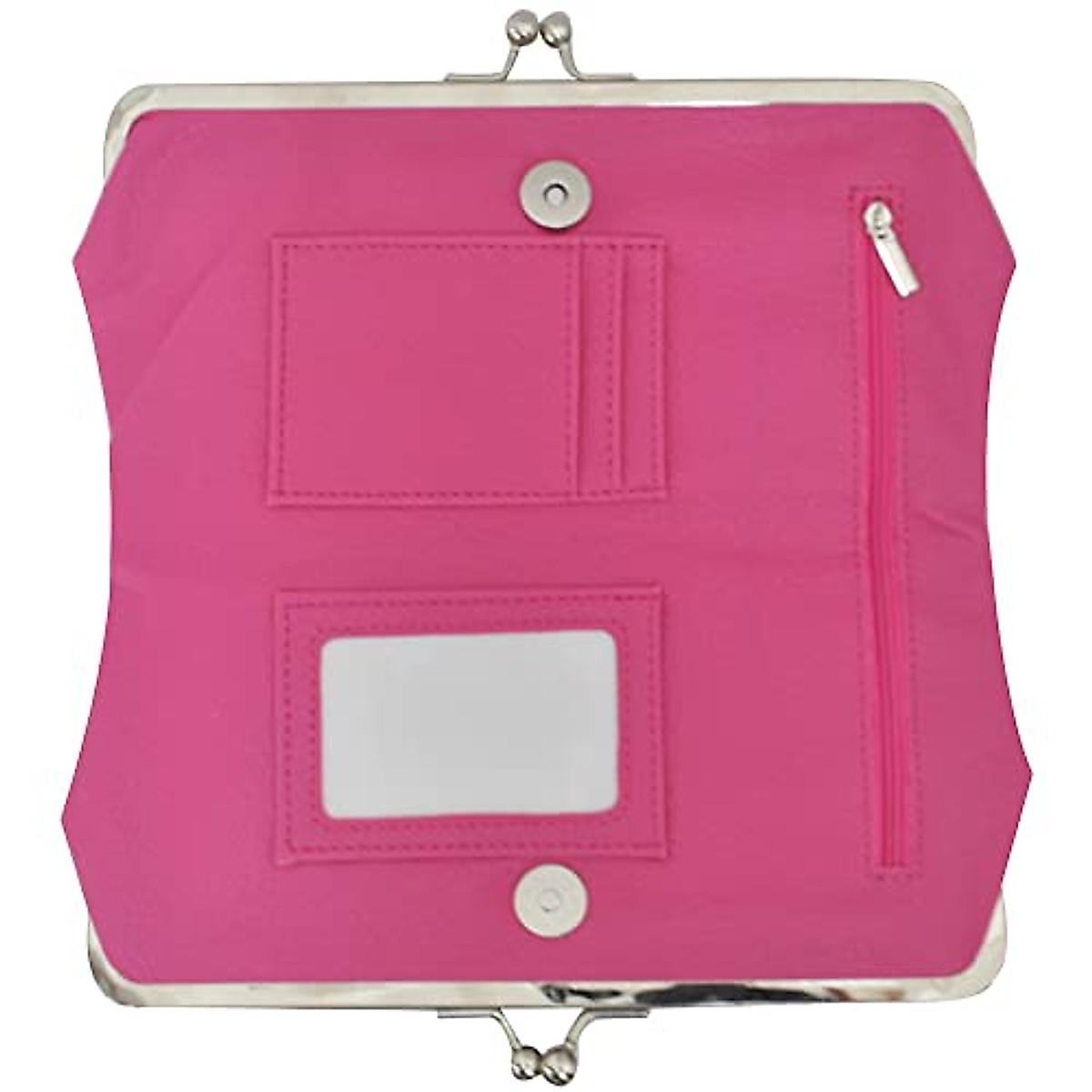 NGIL Double Frame Vintage Style Clutch Purse Wallet (HOTPINK)