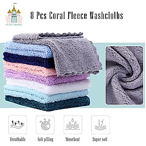 Cute Castle 2 Pack Hooded Baby Towel Rayon Made from Bamboo and 8 Washcloths - Lovely Elephant, Happy Bird