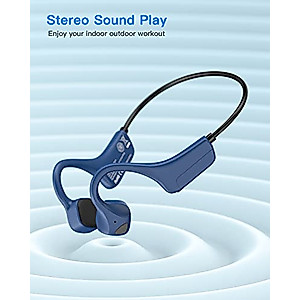 Bone Conduction Headphones,Bluetooth Open Ear Headphone with Mic,Wireless Sport Headset Waterproof Sweatproof Conducting Earbuds Induction Earphones for Running,Cycling,Walking,Workout,Gym,Work-Blue