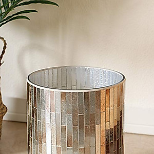KMwares Decorative Wastebasket/Trash Can/Garbage Can for Home Accent, Kitchen, Bathroom Accessories, Office Decoration - Mosaic Glass