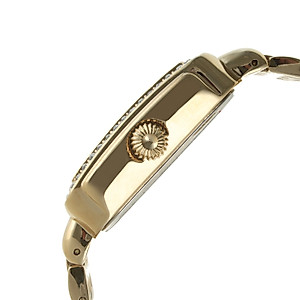 Peugeot Women Rectangle Dress Watch with Crystal Decorated Bezel, Roman Numerals and Bracelet