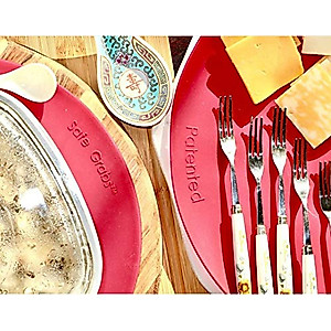 Safe Grabs: Multi-Purpose Silicone Original Microwave Mat as Seen on Shark Tank | Splatter Guard, Trivet, Hot Pad, Pot Holder, Minimize Mess (BPA Free, Heat Resistant, Dishwasher Safe), Set of 2, Red