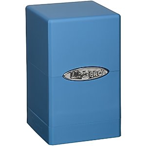 Ultra Pro - Light Blue Satin Tower Deck Boxes, Trading card game storage solution deck holder case, TCG accessory