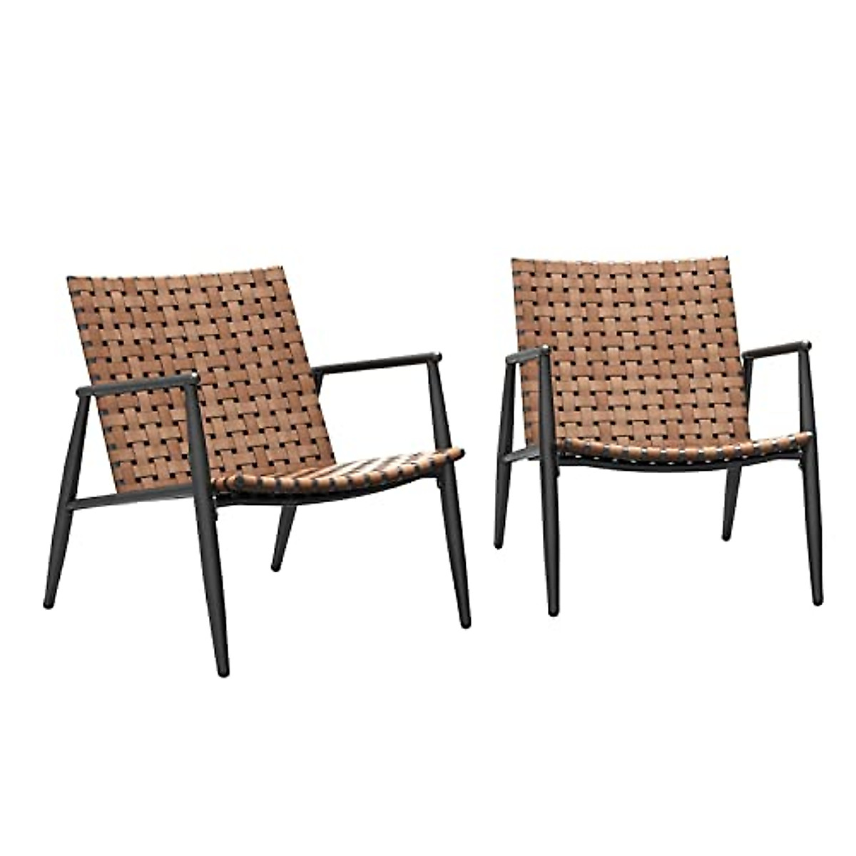Grand patio Outdoor Aksel Series Conversation Chairs Set of 2 All Weather Wicker Patio Chairs with Powder Coated Aluminum Frame Bistro Set for Garden Backyard Balcony Brown
