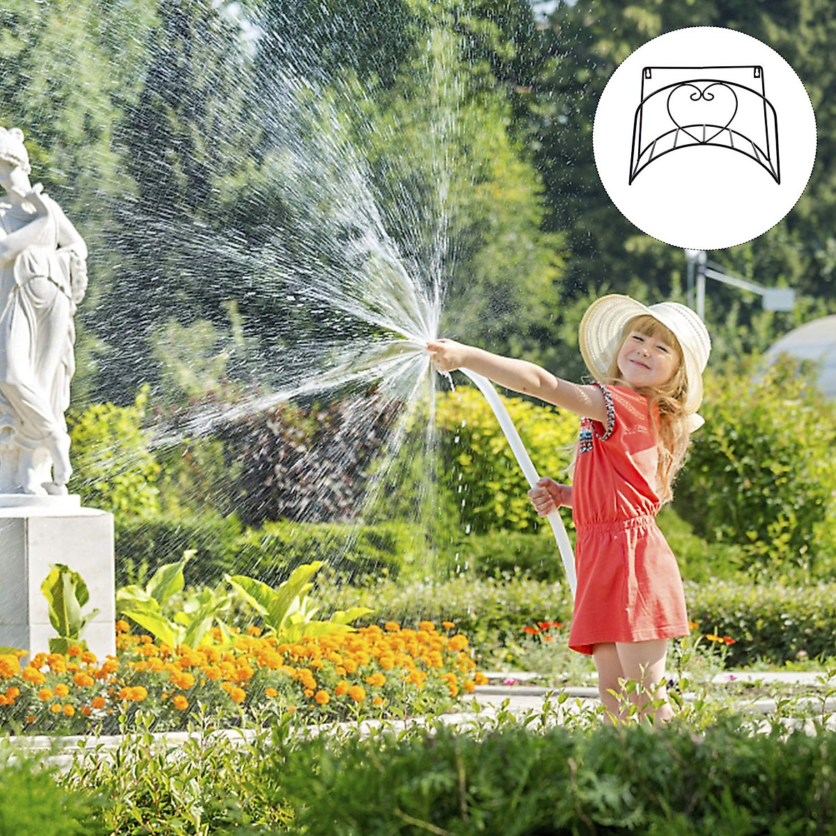 Hose Wrought Iron Frame Bling Accessories for car Heavy Duty Garden Hose Hanger Hose Holder Hanger Garden Hose Rack Water Hanging Hooks Outdoor Hose Wall Mount Metal Hook up Work