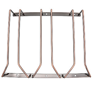 zoohot Wine Glass Rack - Under Cabinet Stemware Wine Glass Holder Glasses Storage Hanger Metal Organizer for Bar Kitchen Red Copper (3 Rows, 1 Pack)