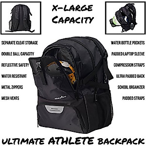 Athletico National Soccer Bag - Backpack for Soccer, Basketball & Football Includes Separate Cleat and Ball Holder (Black)