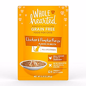 WholeHearted Grain Free Chicken & Pumpkin Recipe Flaked in Broth Wet Cat Food, 2.8 oz., Case of 12