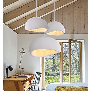 DENGNBJ 16 Inch Large Modern Pendant Light Simple Stylish Bird's Nest Shape - Concrete Pendant Light with E26 Base - Ideal Dining Room Pendant Light for Kitchen and Hallway