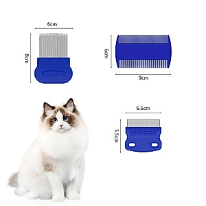 7 Pieces Dog Combs Kit, FAURAPMNG Stainless Steel Dog Cat Flea Lice Comb with Rounded Teeth, Pet Tear Stain Remover Comb, Professional Pet Grooming Tool for Small, Medium & Large Pets
