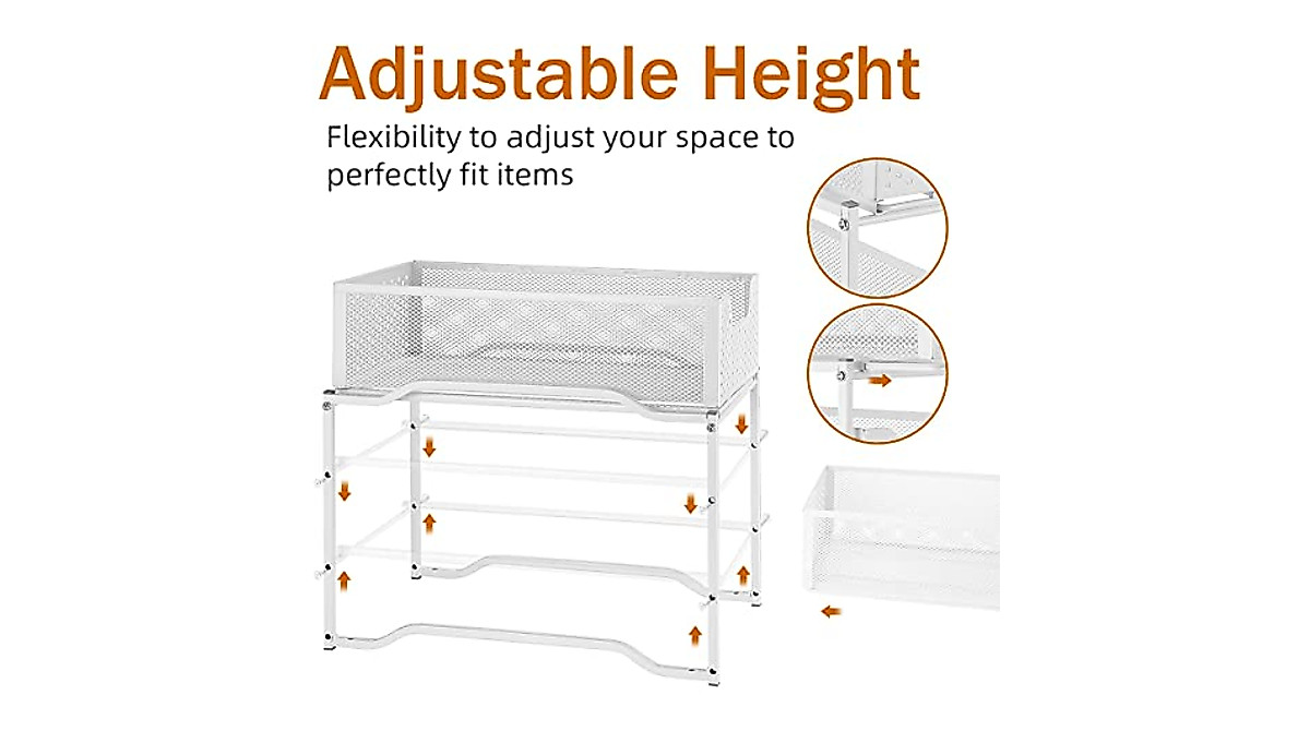 Stackable 2-Tier Metal Organizer with LED Lights