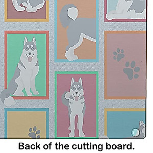 Caroline's Treasures MLM1159LCB Lots of Grey Siberian Husky Glass Cutting Board Large Decorative Tempered Glass Kitchen Cutting and Serving Board Large Size Chopping Board