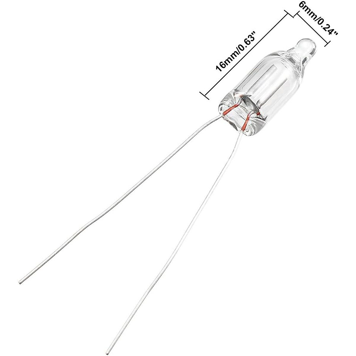 uxcell 100Pcs F6 6x16mm Bright Red Light Neon Light Bulb Indicator Lamp