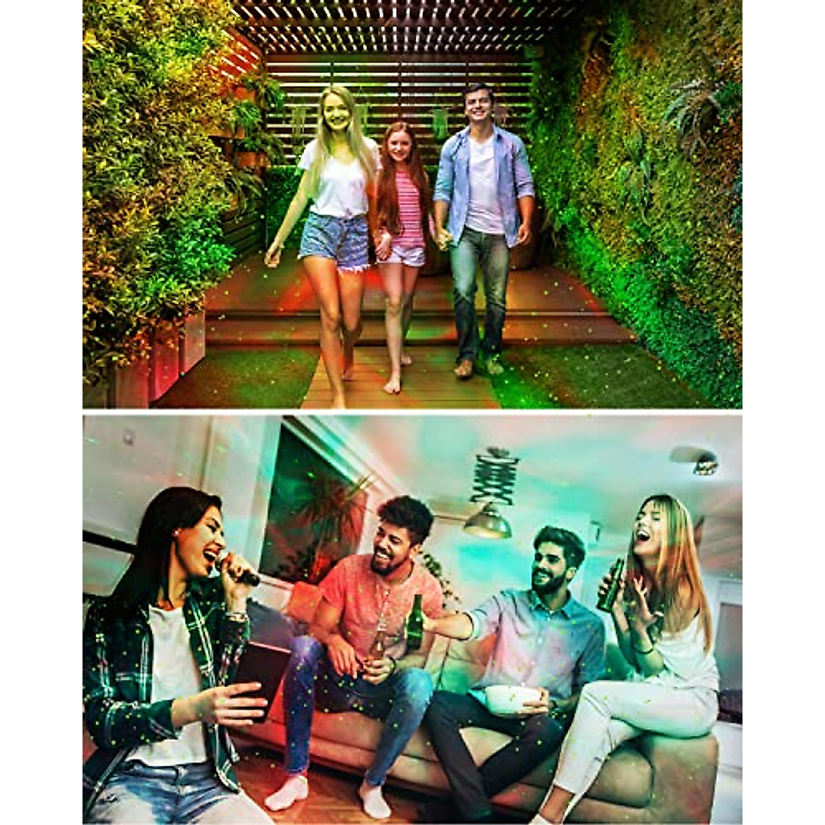 Lunmore Firefly Garden Lights Star Projector Laser Christmas Lights with Colorful LED Background Light