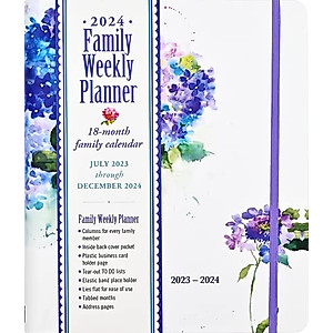 2024 Hydrangeas Family Weekly Planner (18 months, July 2023 to Dec 2024)