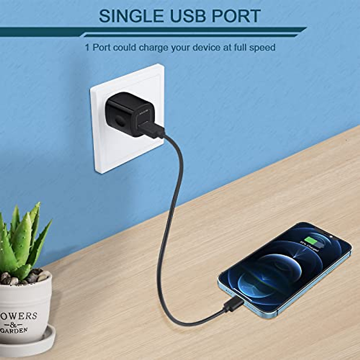 [5Pack/1Port] USB AC Charger Adapter, Wall Plug Fast Charging Outlet Power Box Cube for iPhone 14 13 12 11 Pro Max/Mini SE X XR XS, iPad, Samsung S22 S21 S20 S10 S9 Android Phones Multiple Brick Block